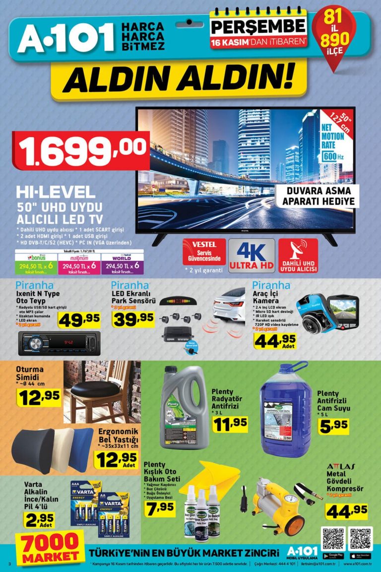 A101 Market 16 - 20 Kasım 2017 Aktüel Fırsat Ürünleri Kataloğu - Nefis ...